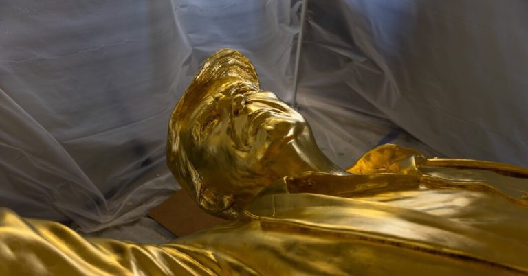 ‘Don Colossus,’ a Golden Statue of President Trump, Waits for Its Home ...